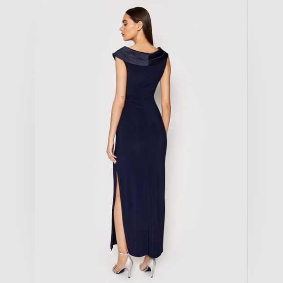 Ralph Lauren | Dresses | Ralph Lauren Womens Satin Portrait Collar Gown ...